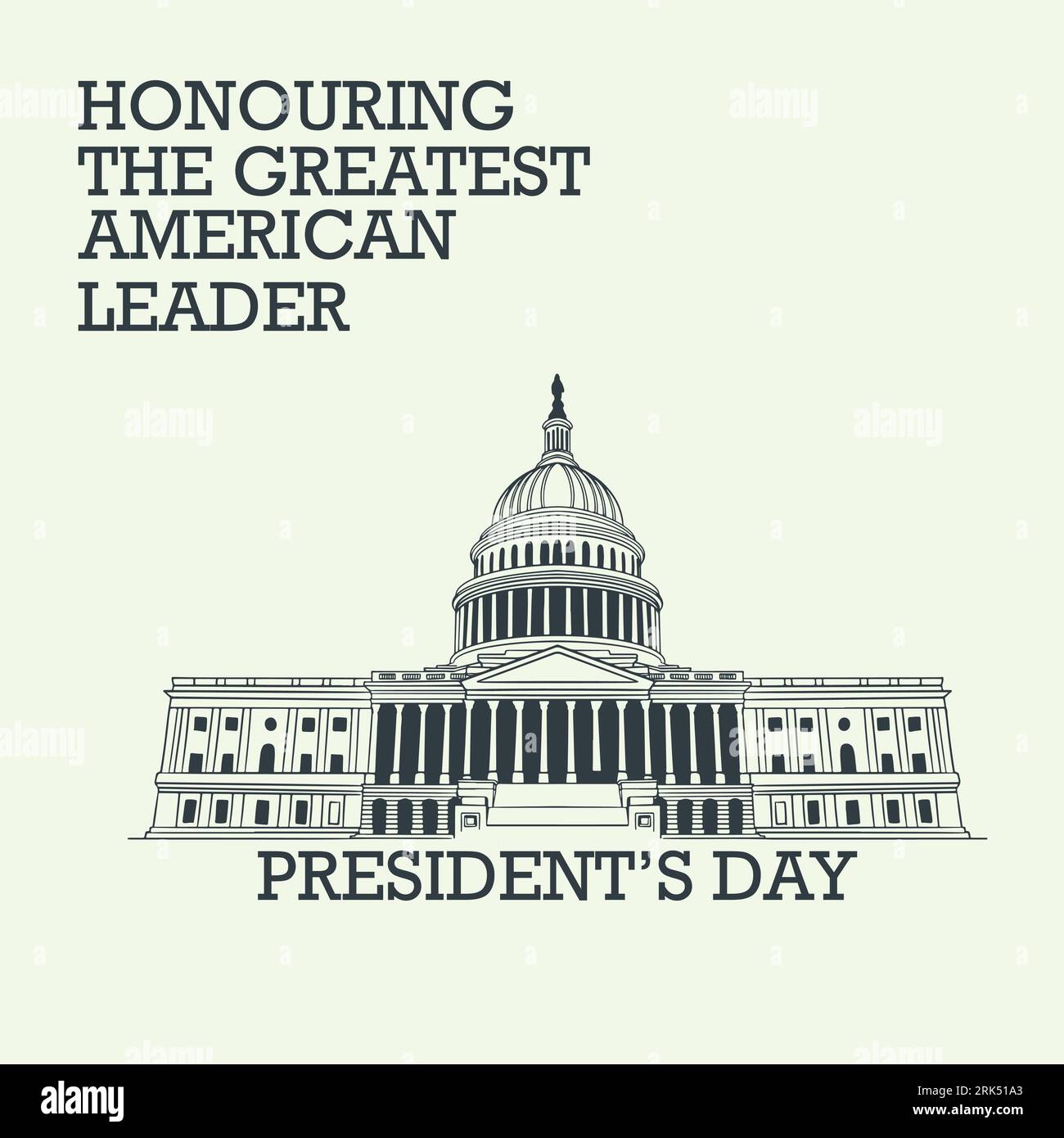 President day hand drawn vintage elements with big building isolated on ...