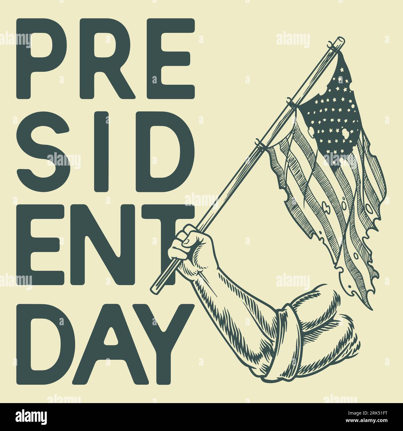 Hand drawing president day element with hand hold american flag ...