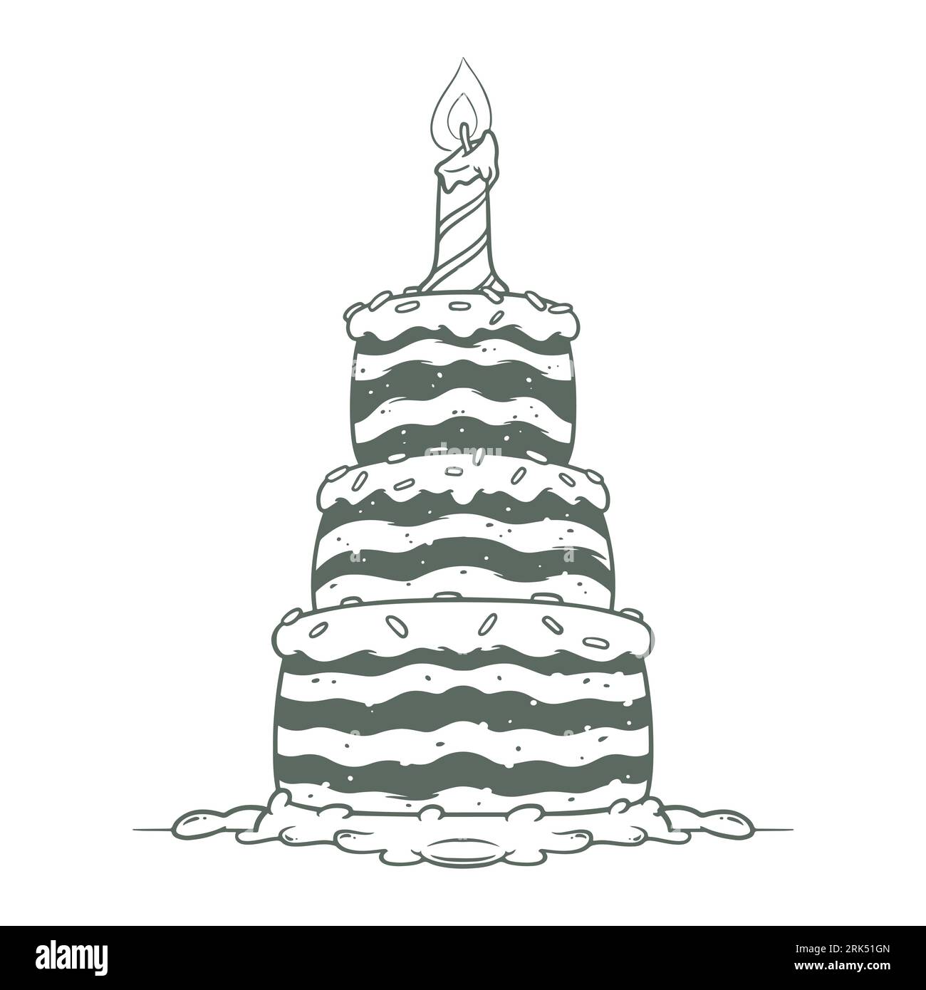 Hand drawing happy Birthday cake isolated on white background Stock ...