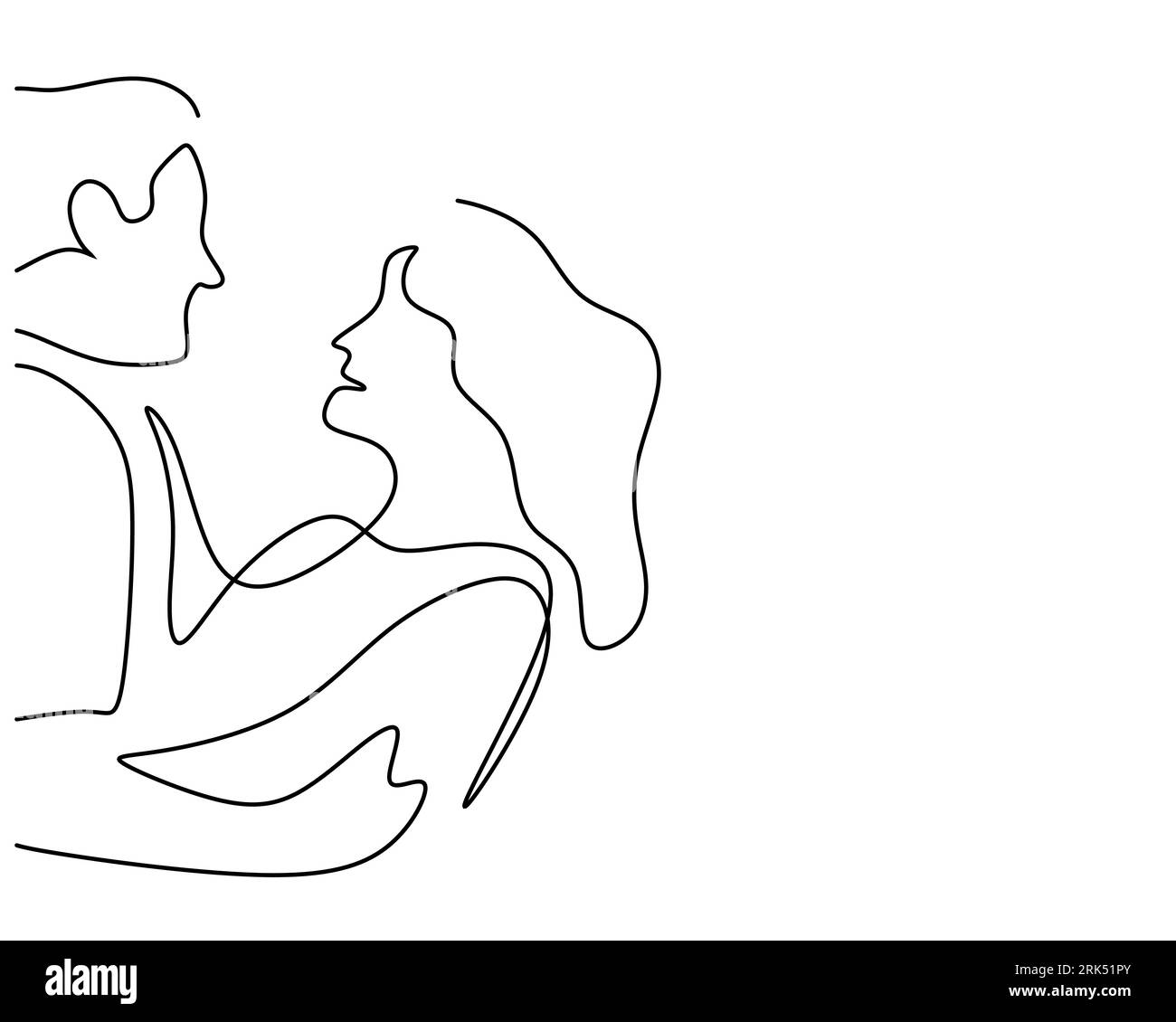 Hand drawing single one line of couple hugging isolated on white ...