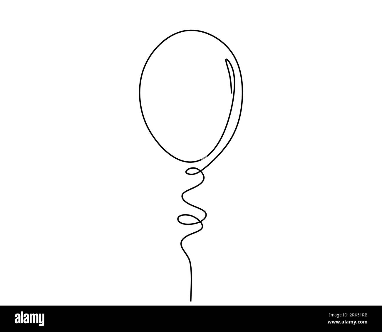 Hand drawing single one line of balloon isolated on white background ...
