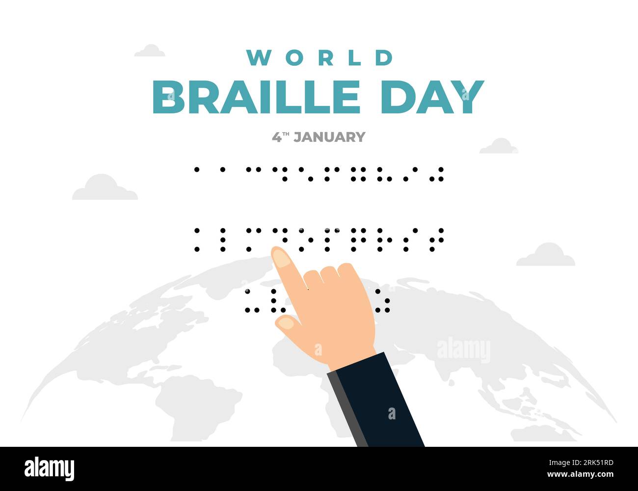 World braille day background celebrated on January 4 isolated on white ...