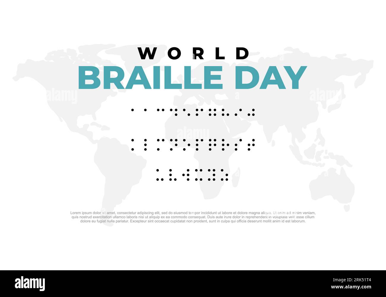 World braille day background celebrated on January 4 isolated on white ...