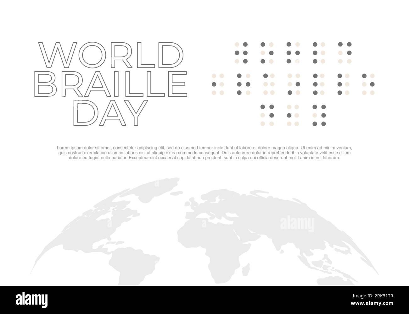 World braille day background celebrated on January 4 isolated on white ...