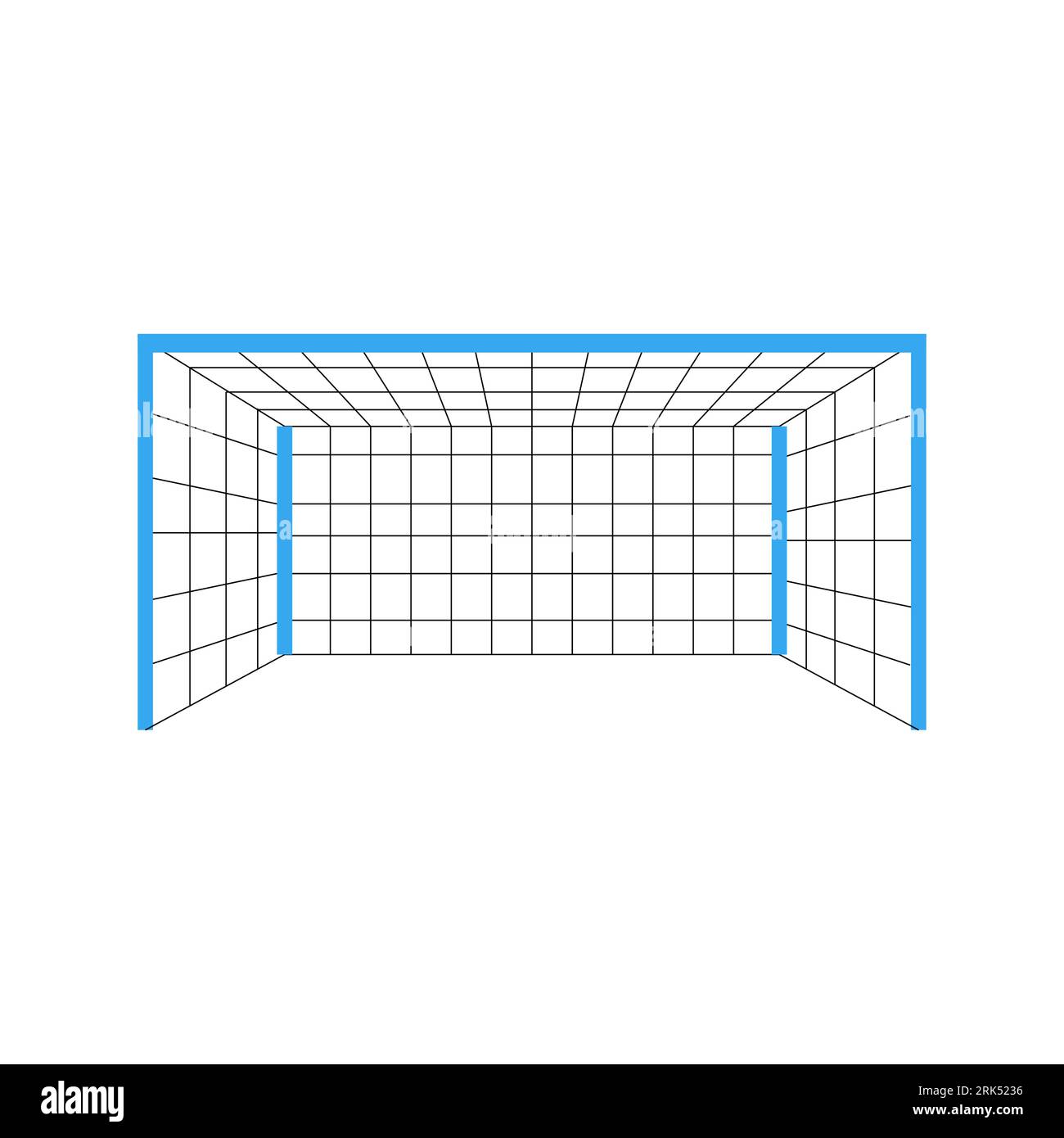 Soccer football with blue goal elements with isolated on white ...