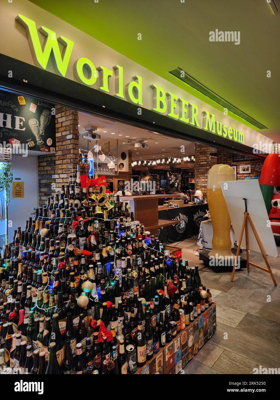 The pyramid of international beer bottles from around the world in the ...
