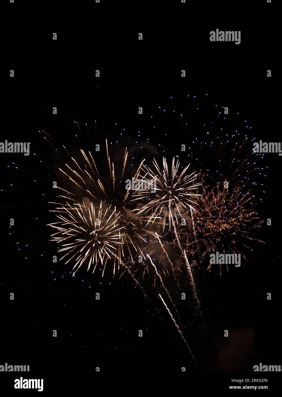 A vibrant display of fireworks exploding in the night sky, creating a ...