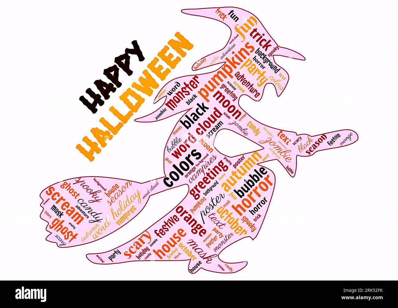 A digital illustration of a word cloud design of a witch for Halloween ...