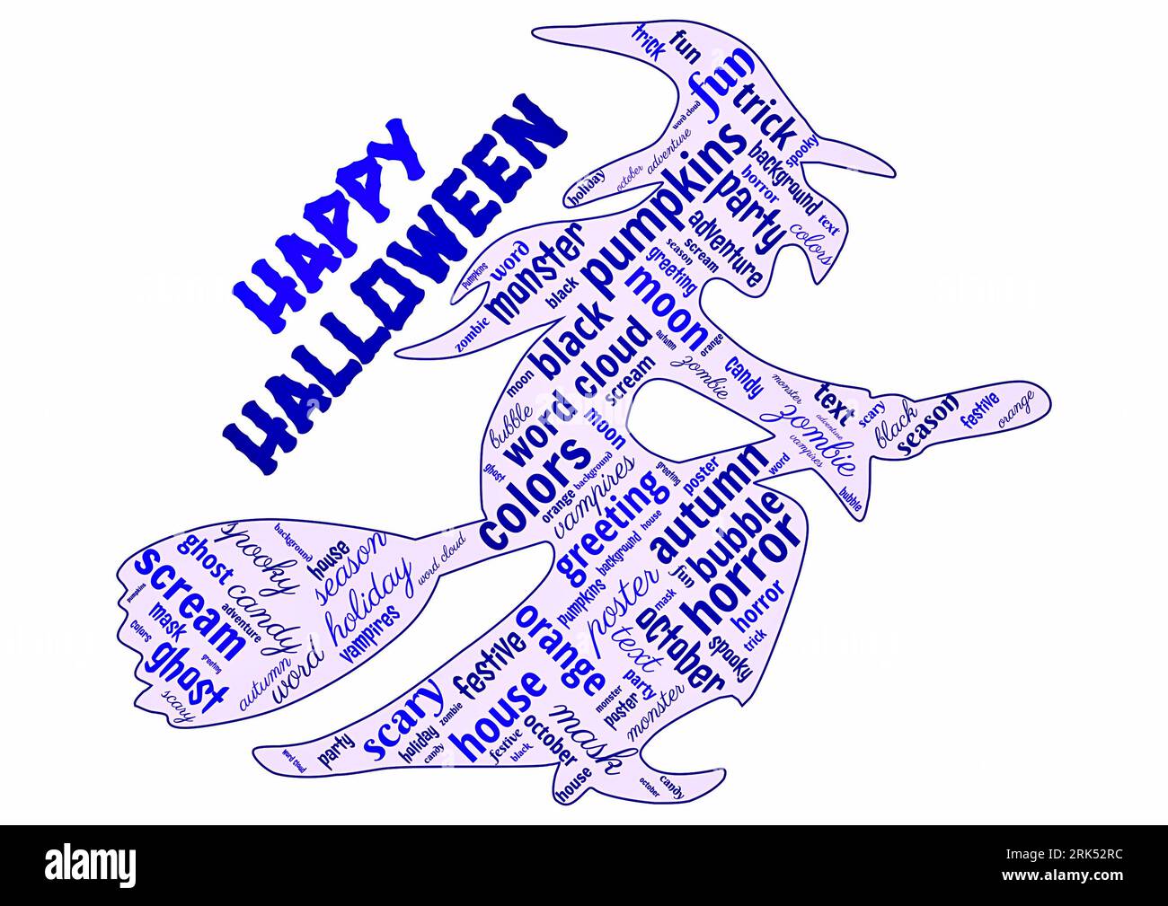 A digital illustration of a word cloud design of a witch for Halloween ...