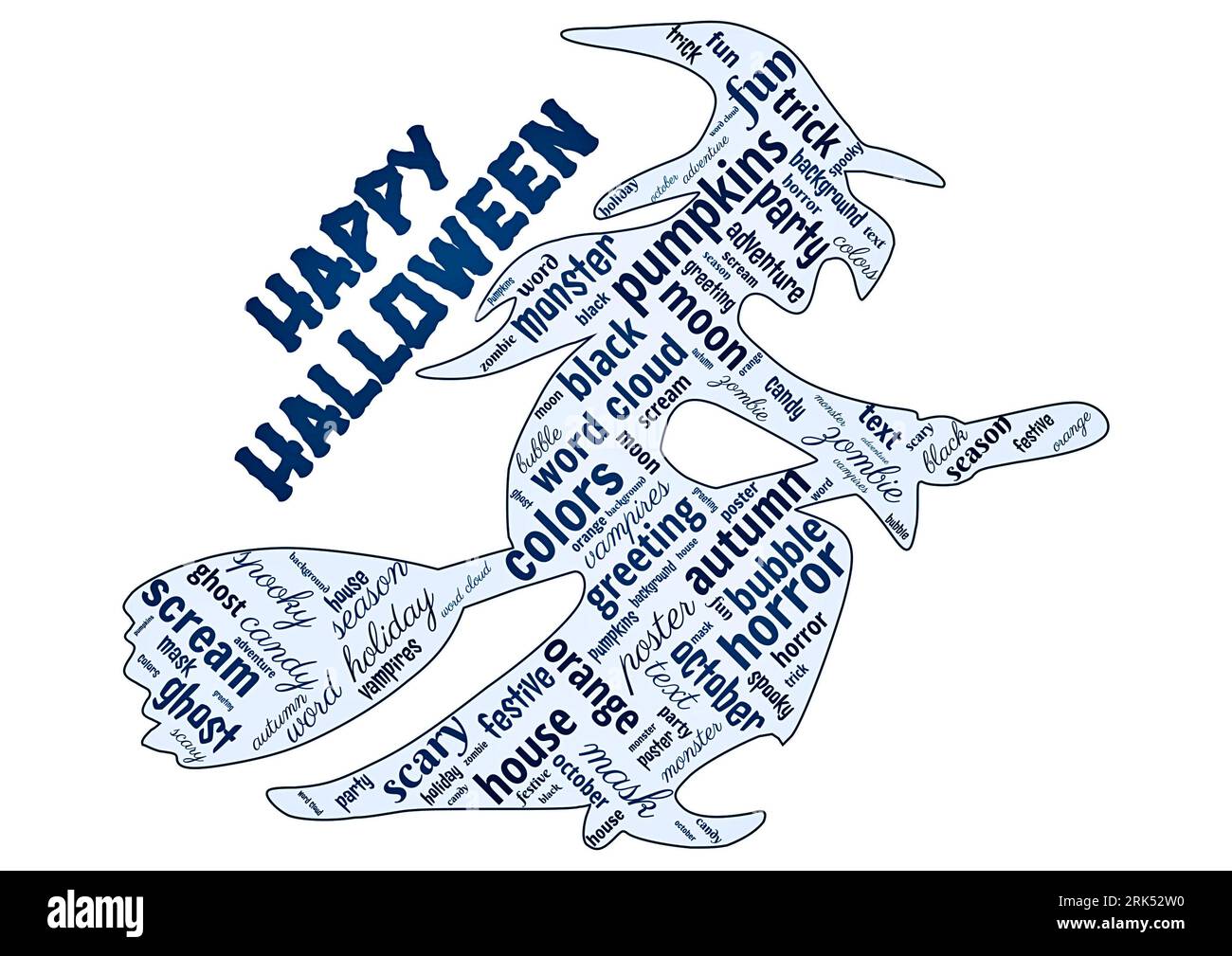 A digital illustration of a word cloud design of a witch for Halloween ...