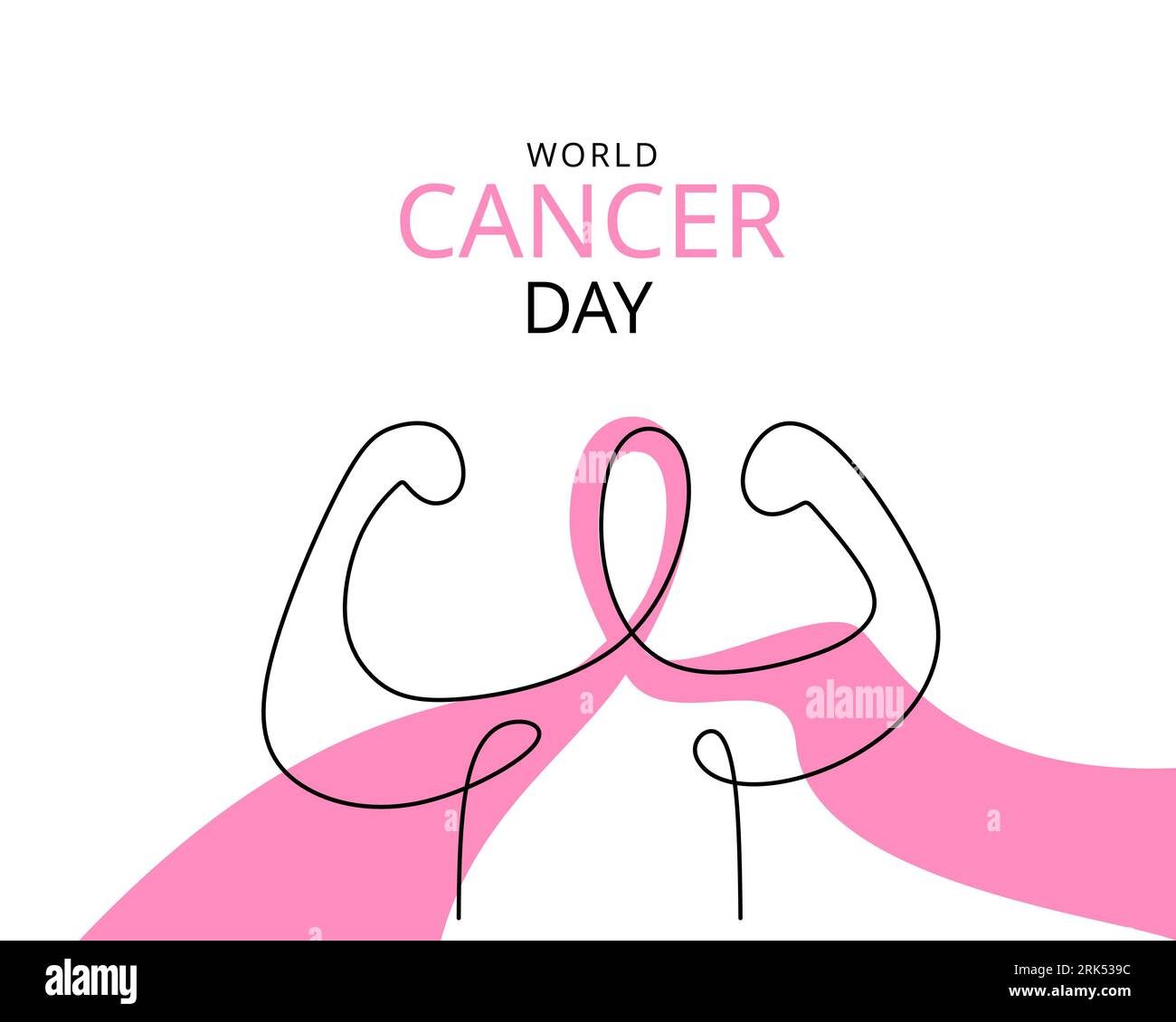 One single line of cancer day background isolated on white background ...