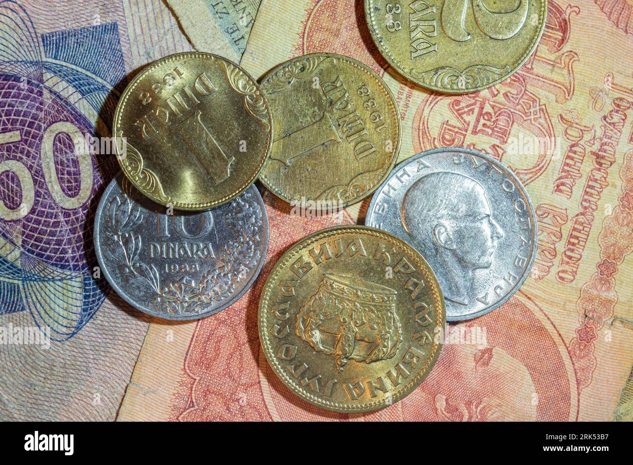 A closeup of the Kingdom of Yugoslavia currency coins Stock Photo - Alamy