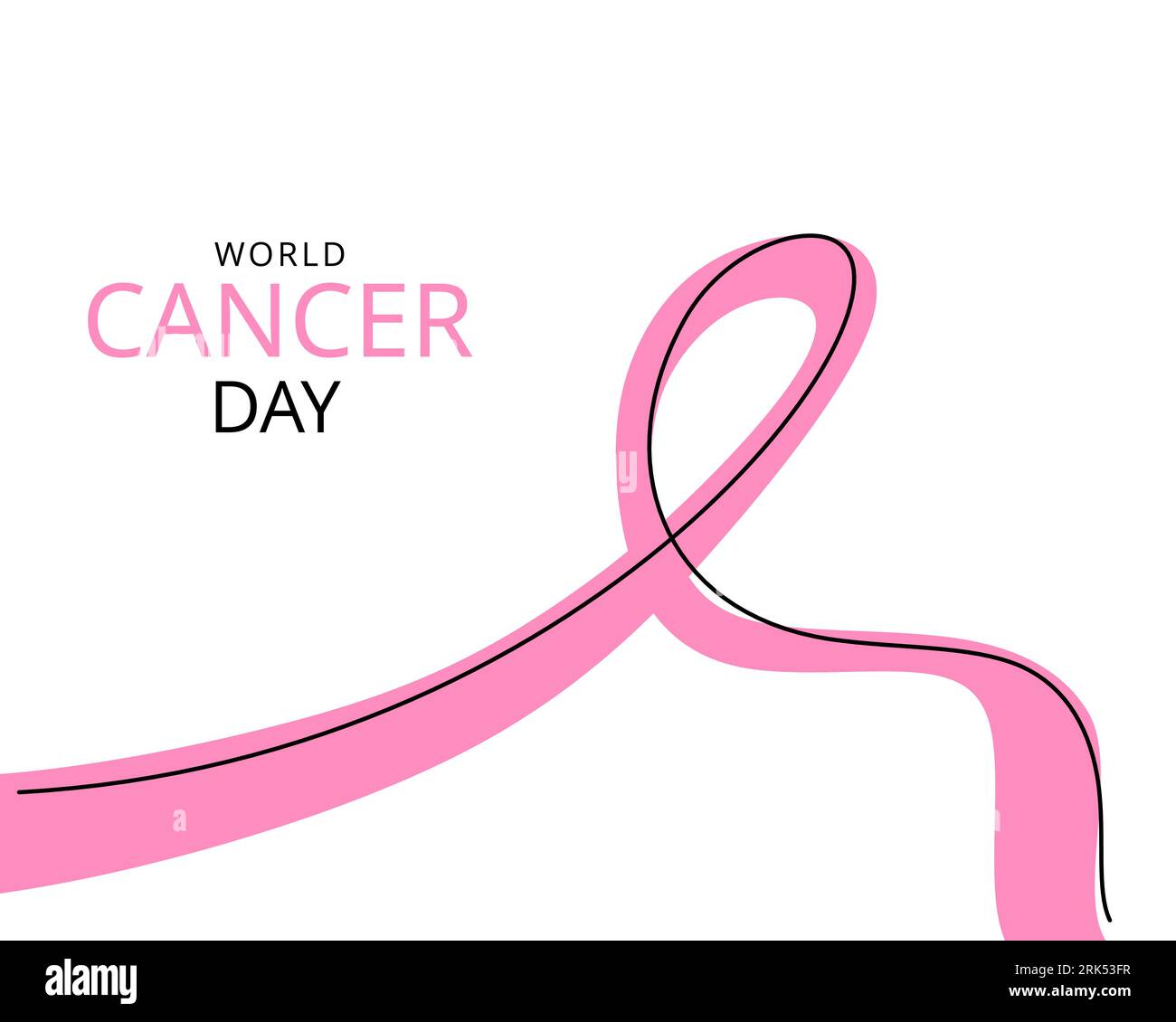 One single line of cancer day background isolated on white background ...