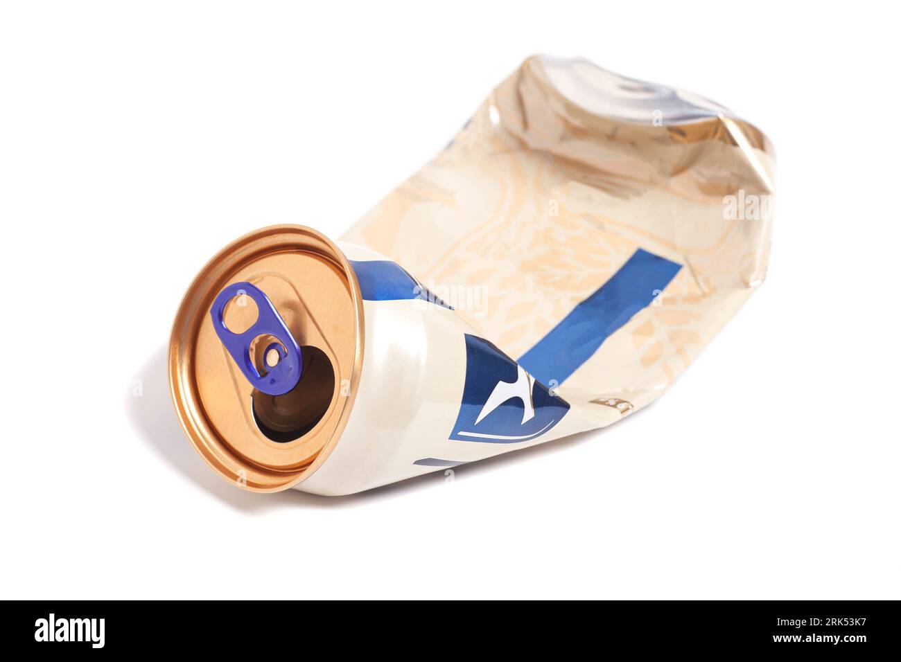 Empty crumpled can from energy drink or beer Stock Photo - Alamy