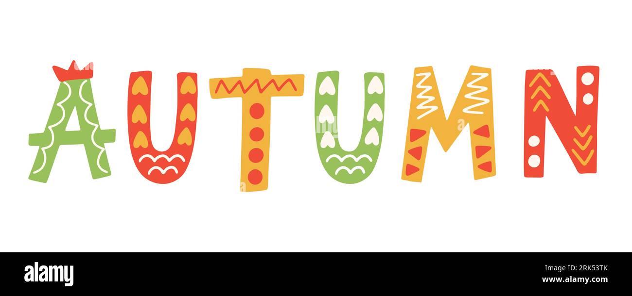 Autumn Decorative Lettering Fall Word Inscription Stock Vector Image ...