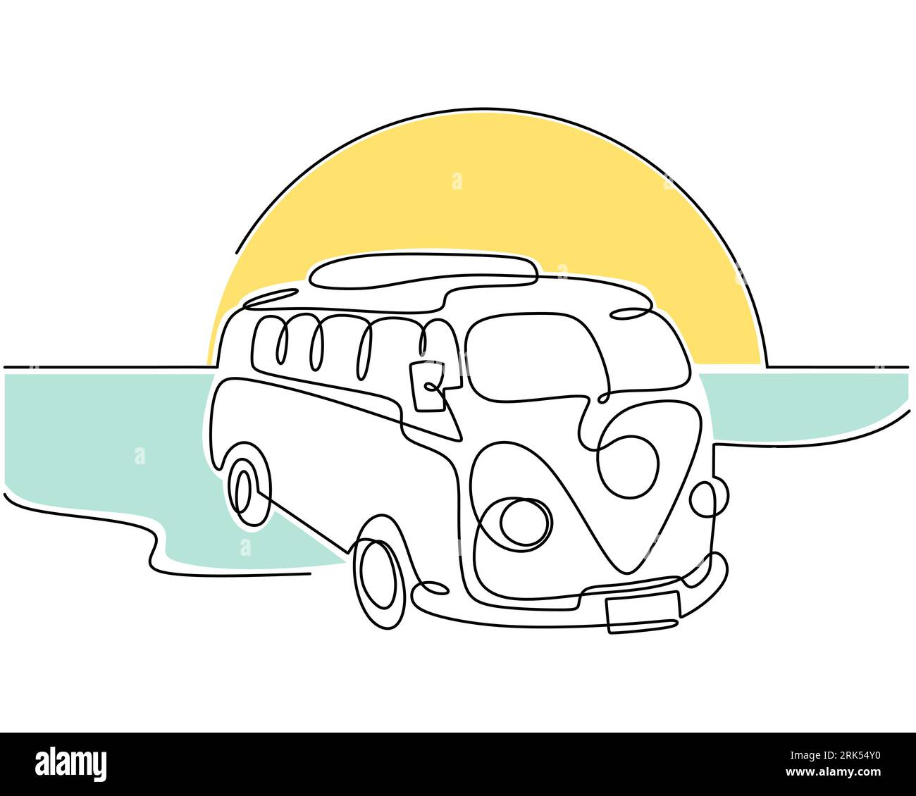 Hand drawing single one line of car Classic transportation isolated on ...