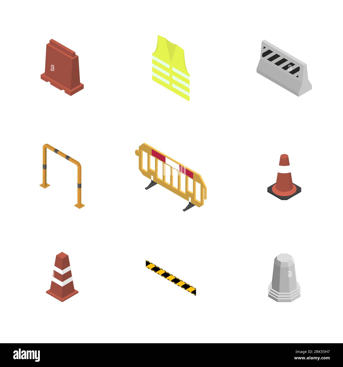 Under construction design elements. Set of different signs road repairs ...
