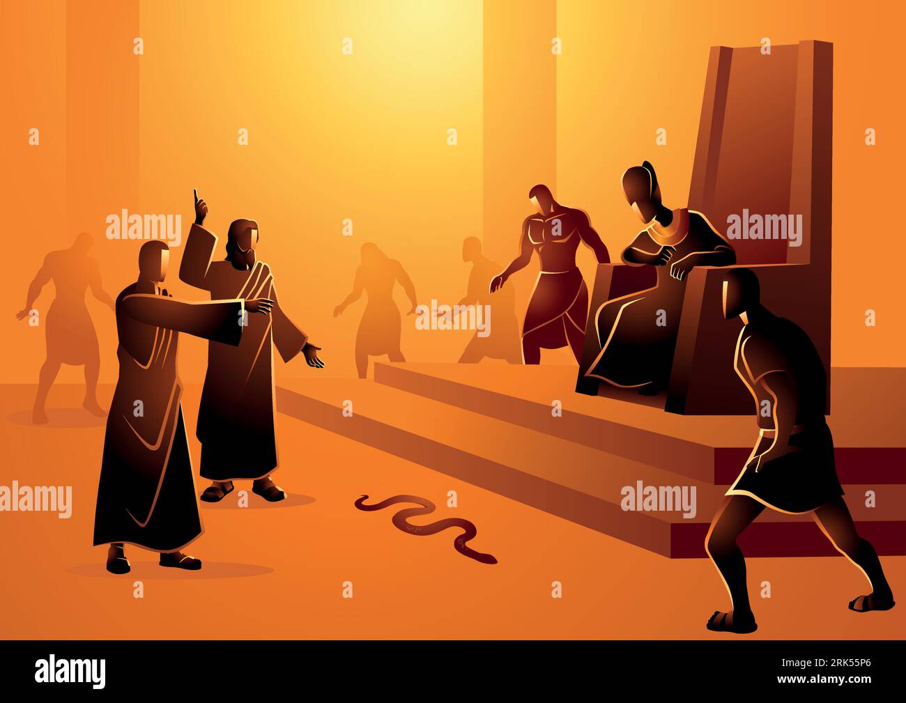 Biblical vector illustration series, Moses and Aaron went to Pharaoh ...