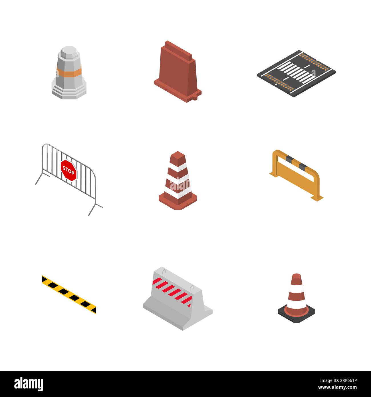 Under construction design elements. Set of different signs road repairs ...