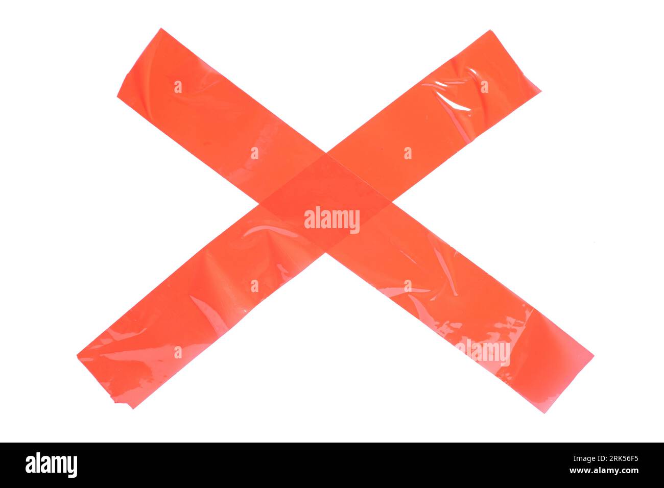 Red adhesive tape cross isolated on white background Stock Photo - Alamy