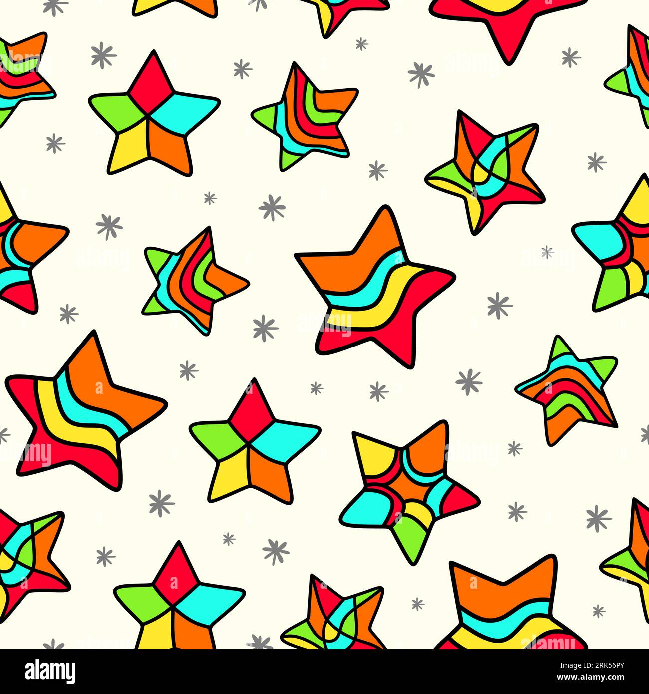 Cute stars seamless pattern isolated on white background Stock Vector ...