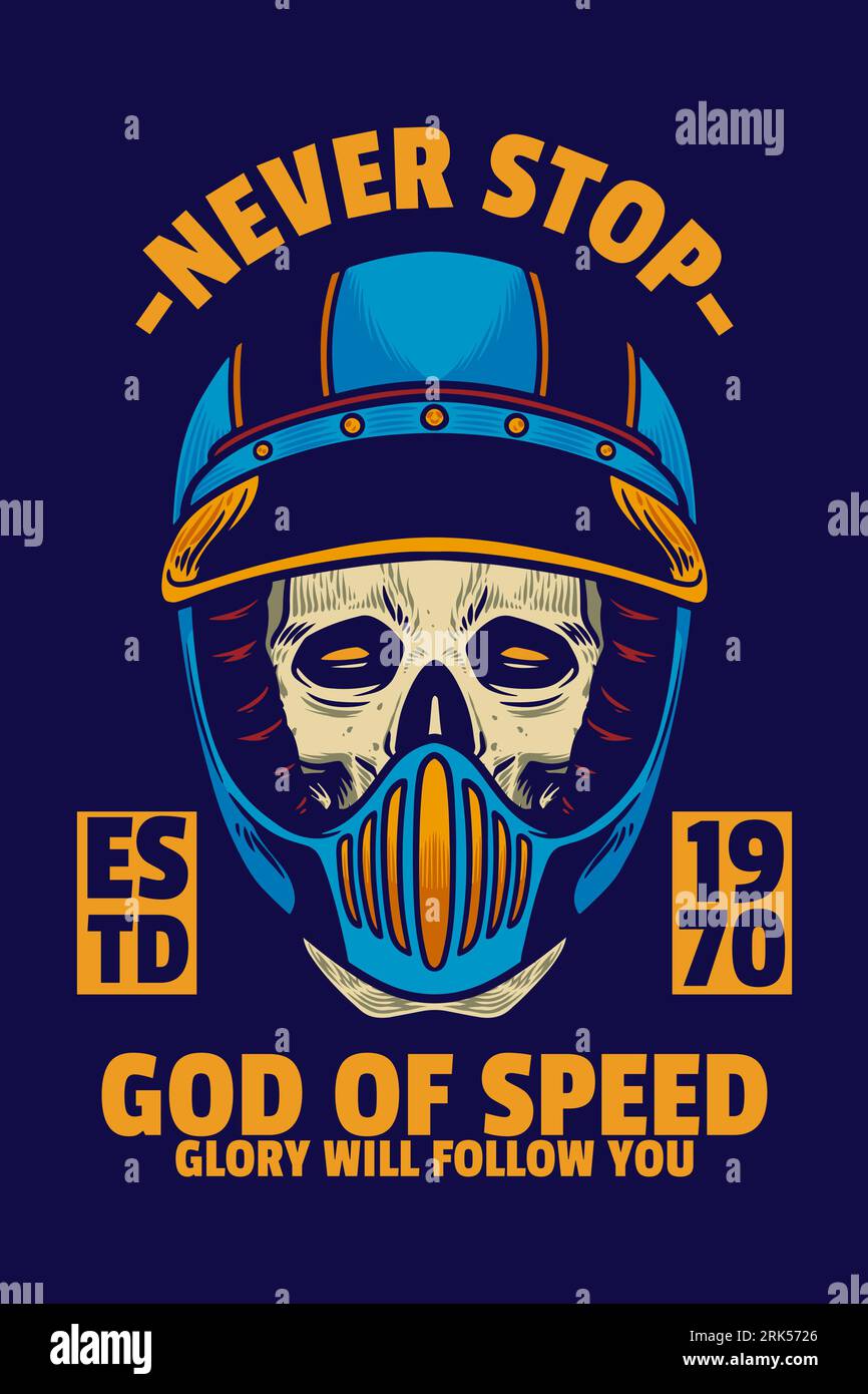 skull head wear helmet card poster vector illustration Stock Vector ...