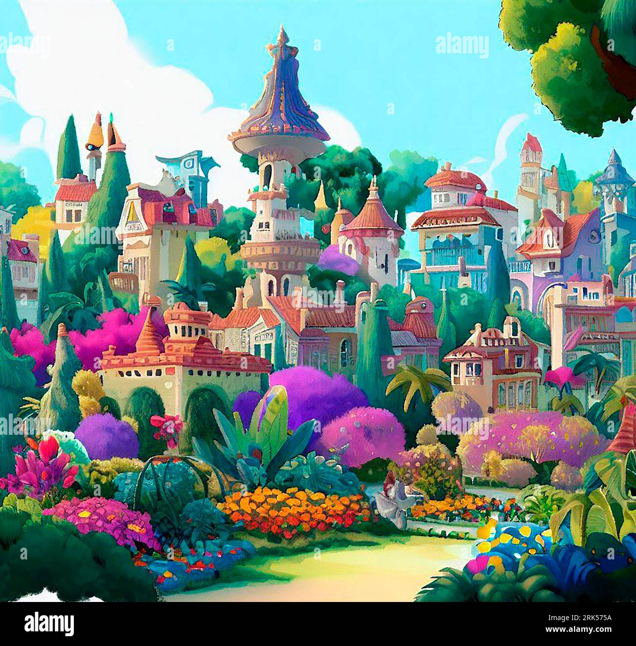 This is an image of a digital, animated world inside a video game Stock ...