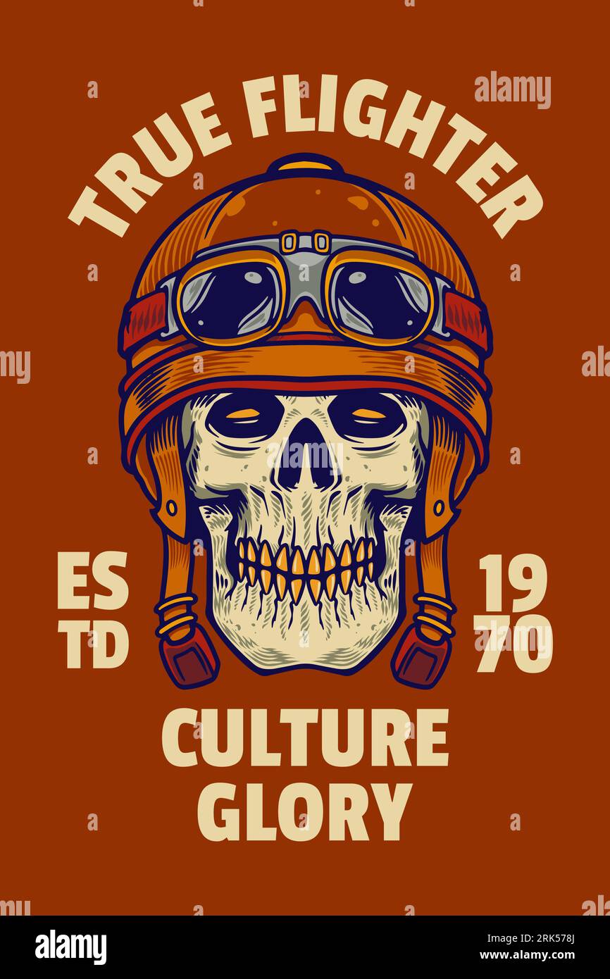 skull head wear helmet card poster vector illustration Stock Vector ...