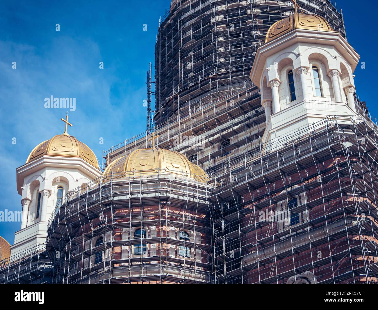 A low angle shot of The People's Salvation Cathedral under construction ...