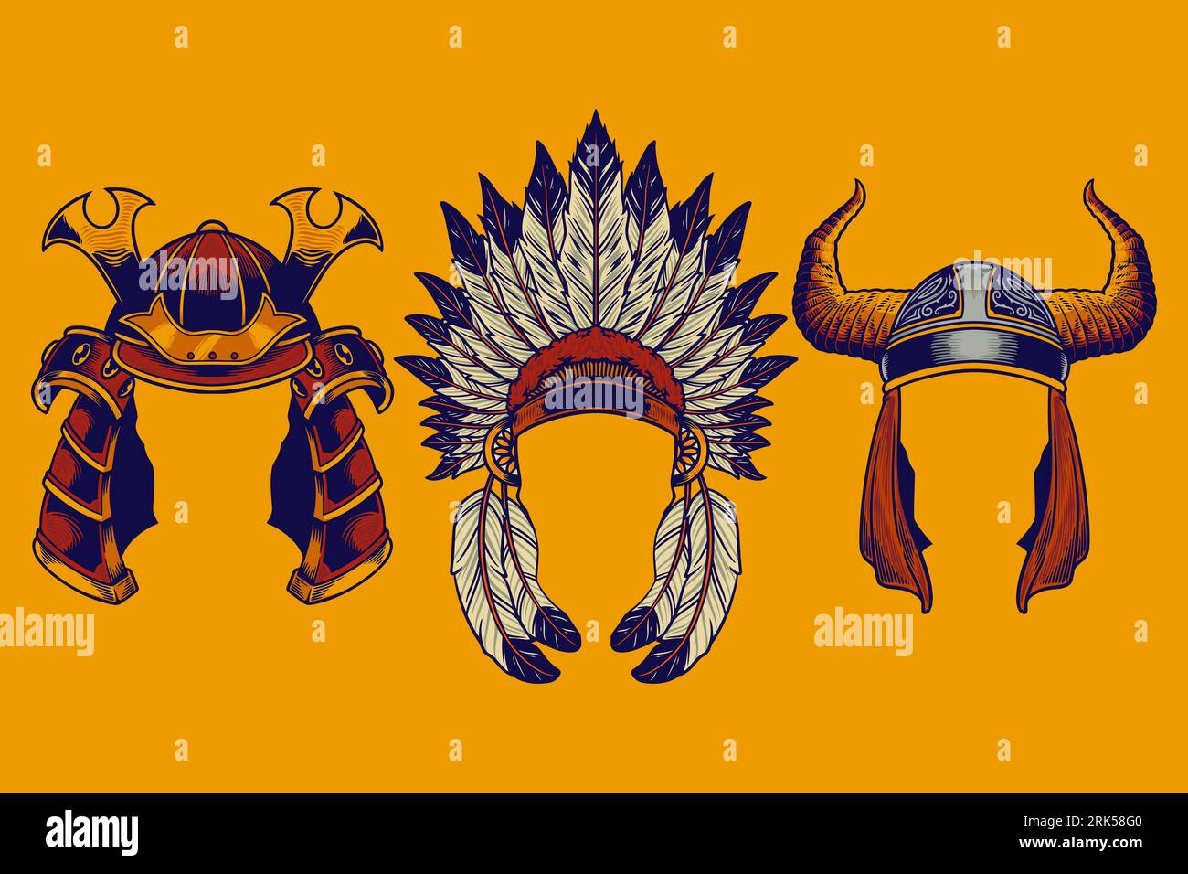 various headdress vector illustration set cartoon style Stock Vector ...