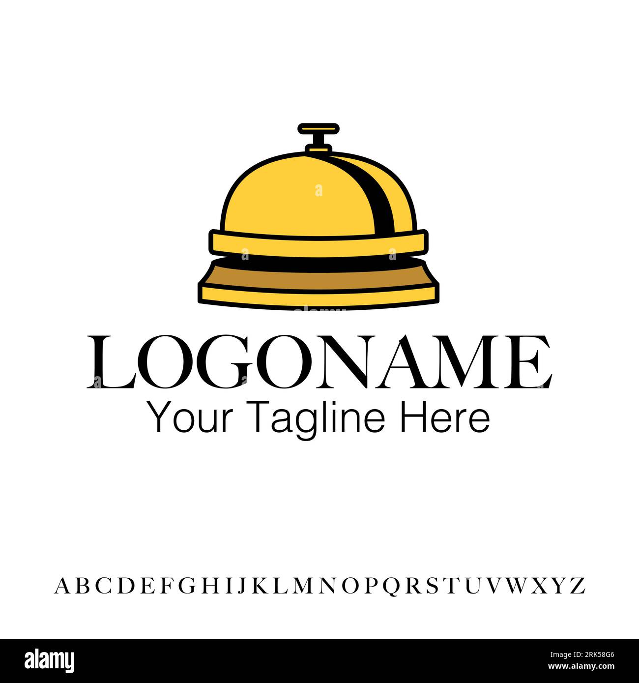 Simple graphic of concierge bell for hotel or inn icon, flat vector ...