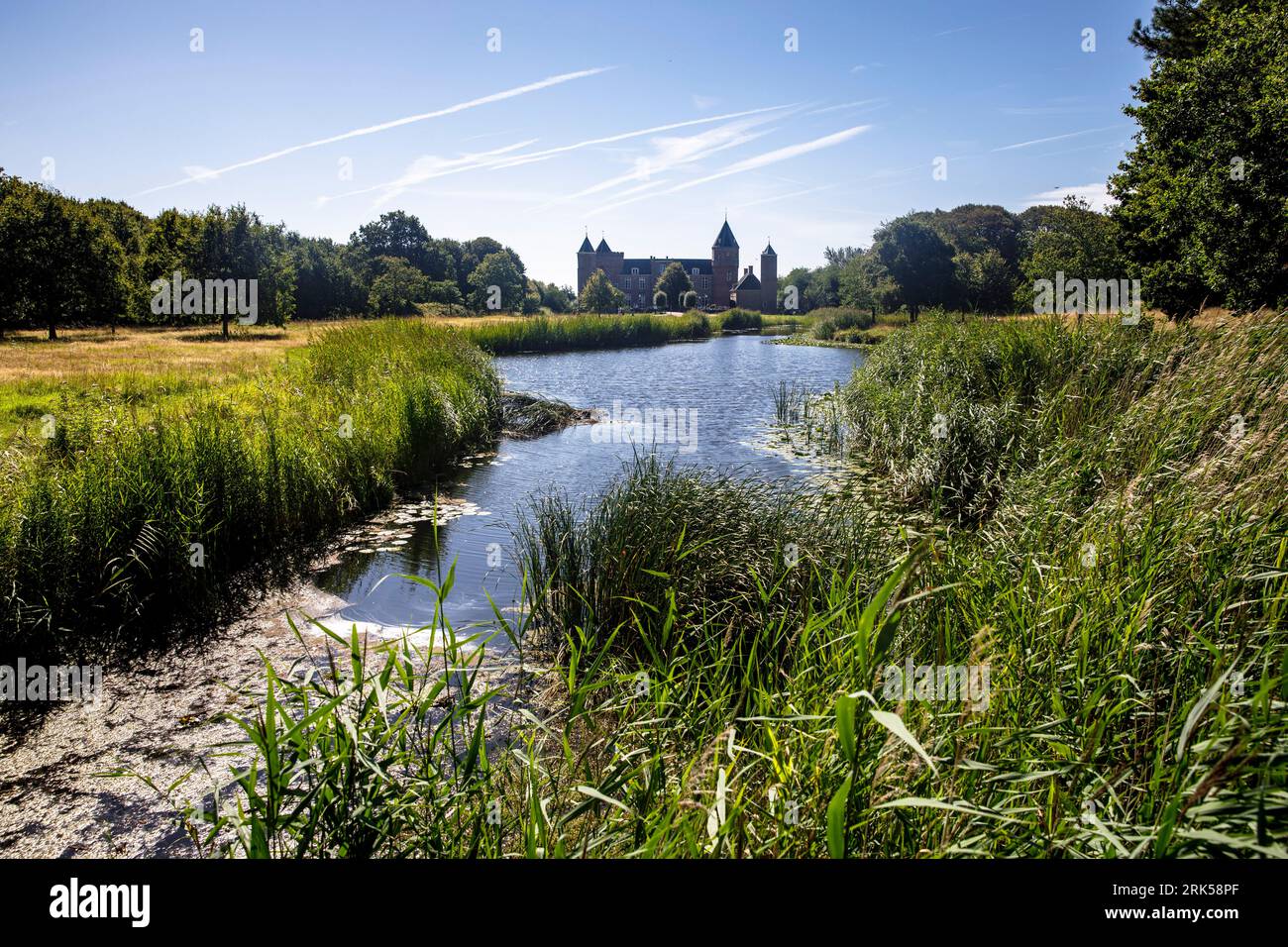 pond in a park near castle Westhove near Domburg on the peninsula ...