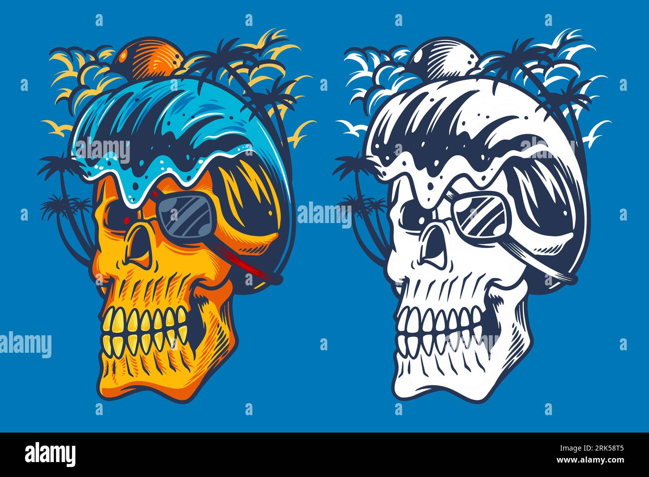 beach skull head vector illustration Stock Vector Image & Art - Alamy