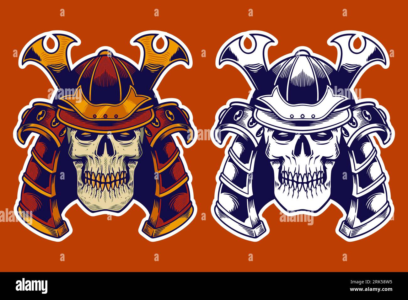 skull head wear samurai helmet vector illustration Stock Vector Image ...