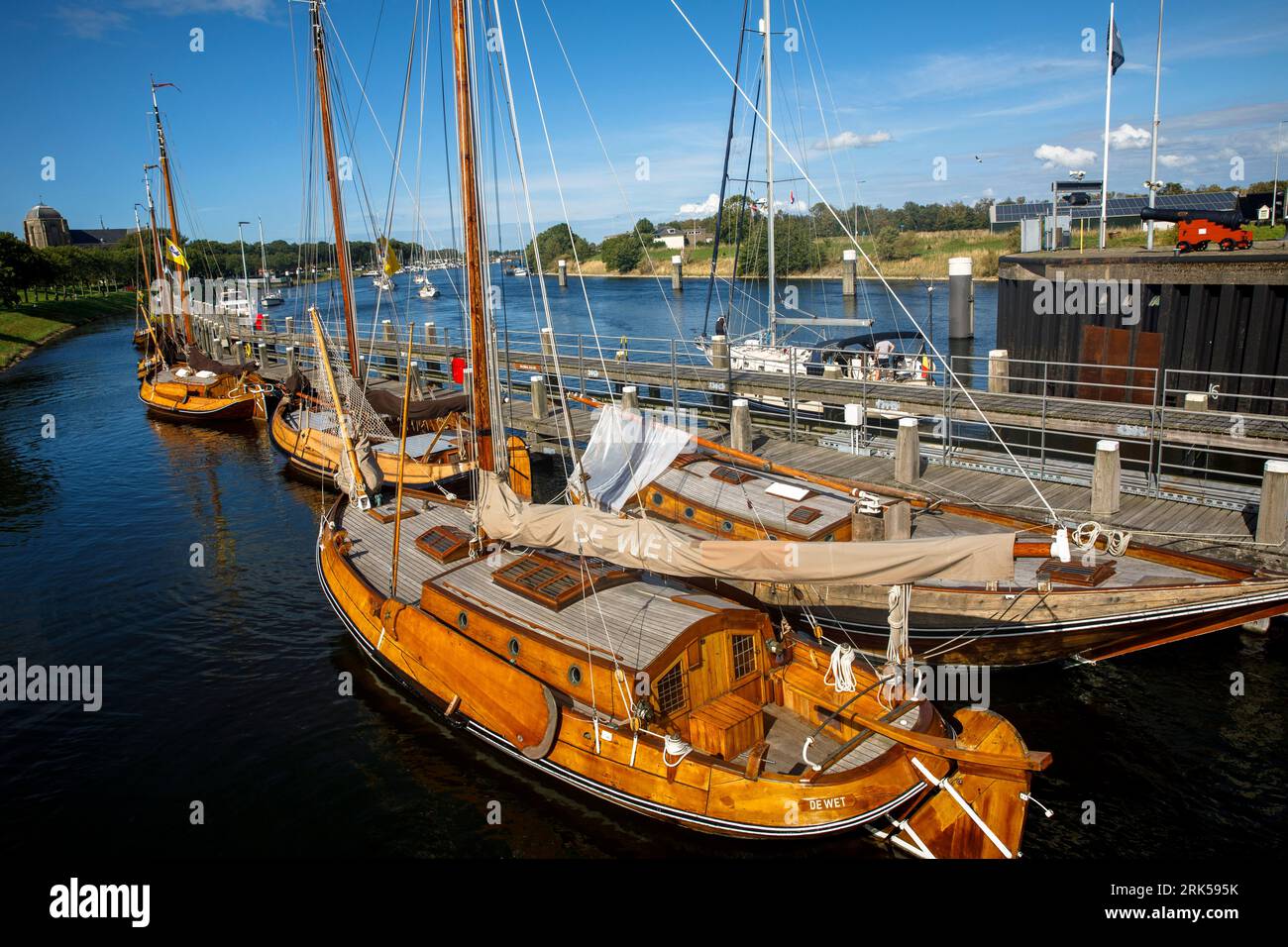 the village of Veere on Walcheren, historic wooden flat-bottomed ships ...