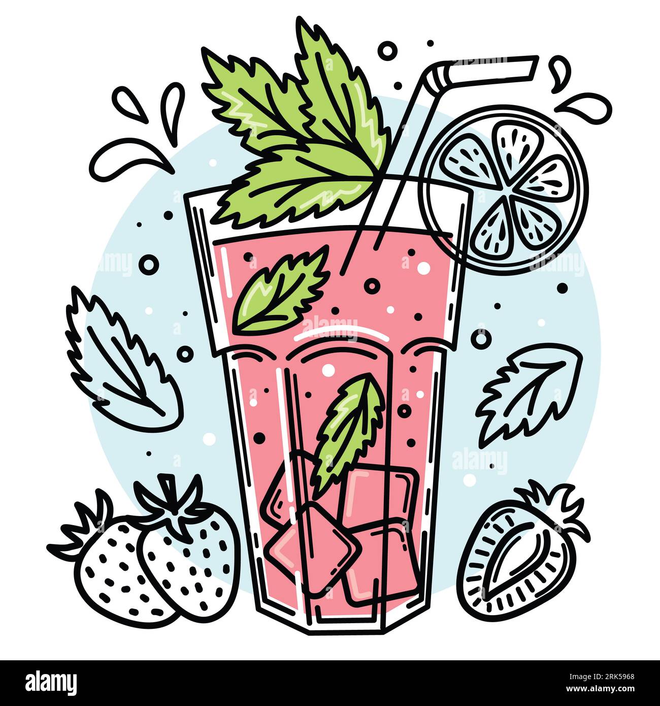 Cartoon Mojito Schets Cocktail Mojito Stockvector Door ©nikiteev