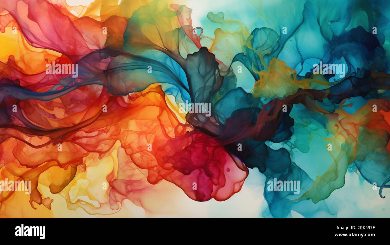 A vibrant abstract image of colorful liquid forms and shapes Stock ...