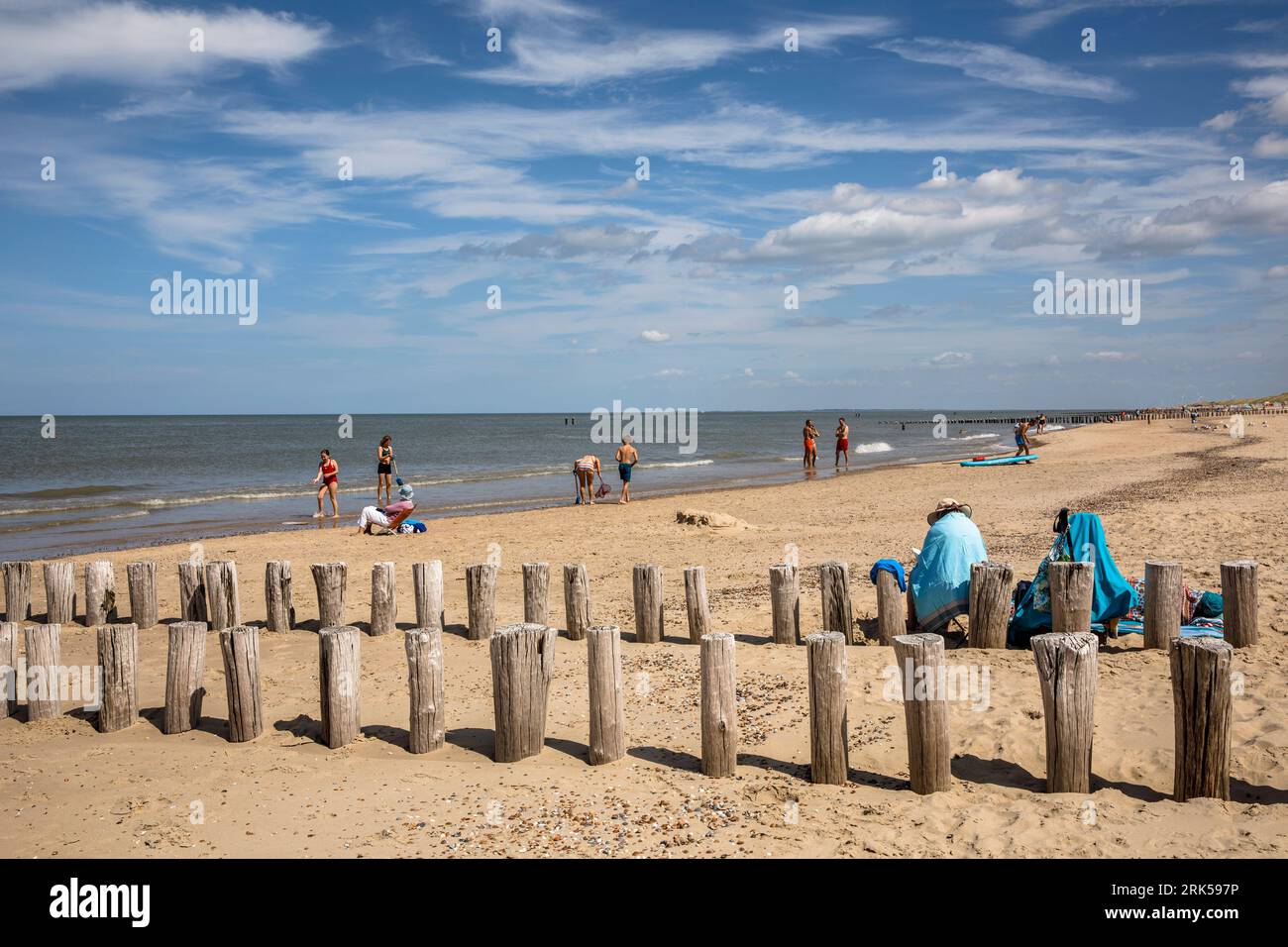 groyne on the beach in Domburg on the peninsula Walcheren, Zeeland ...
