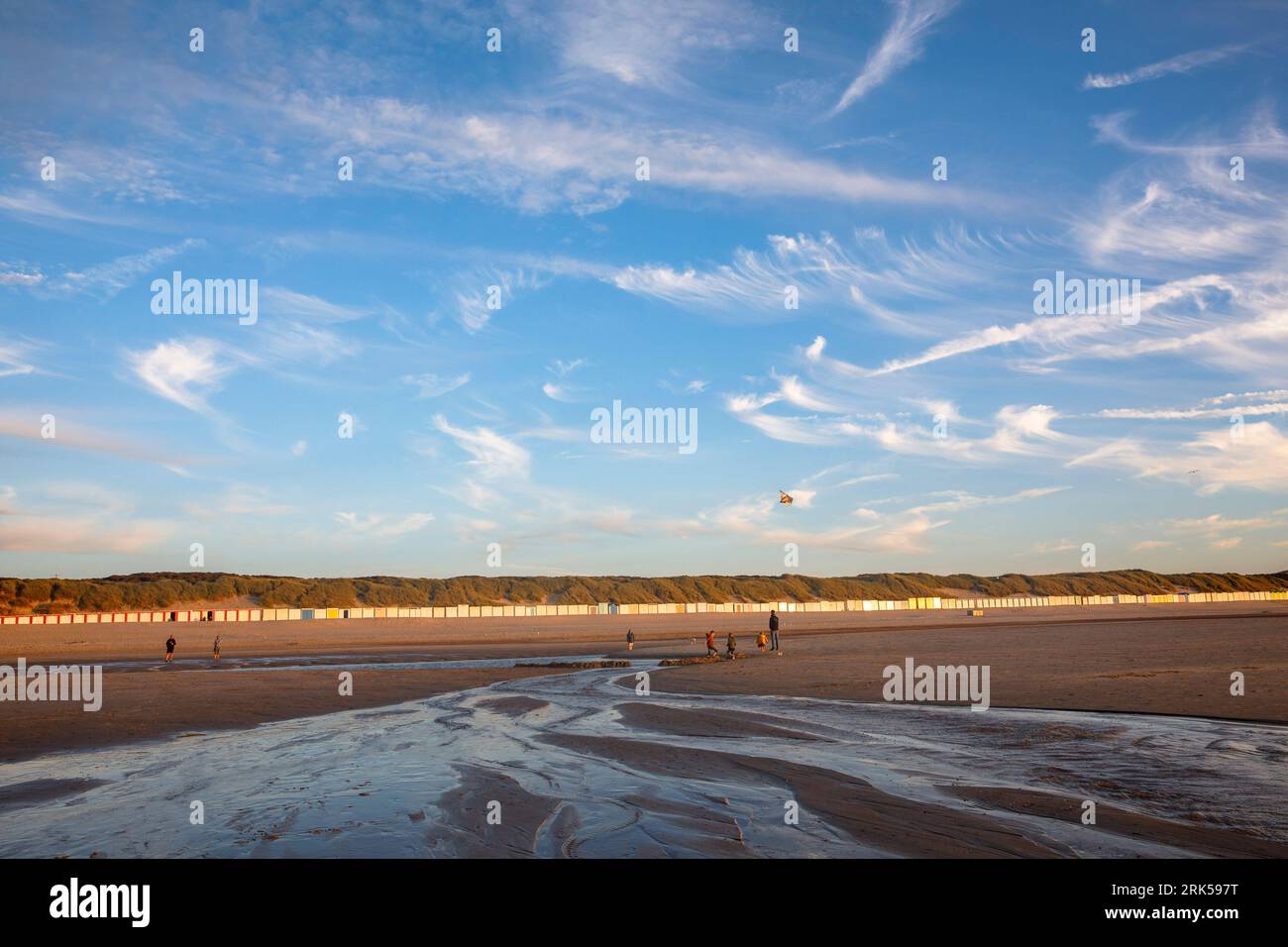 cirrus cloud above the beach in Oostkapelle on the peninsula Walcheren ...