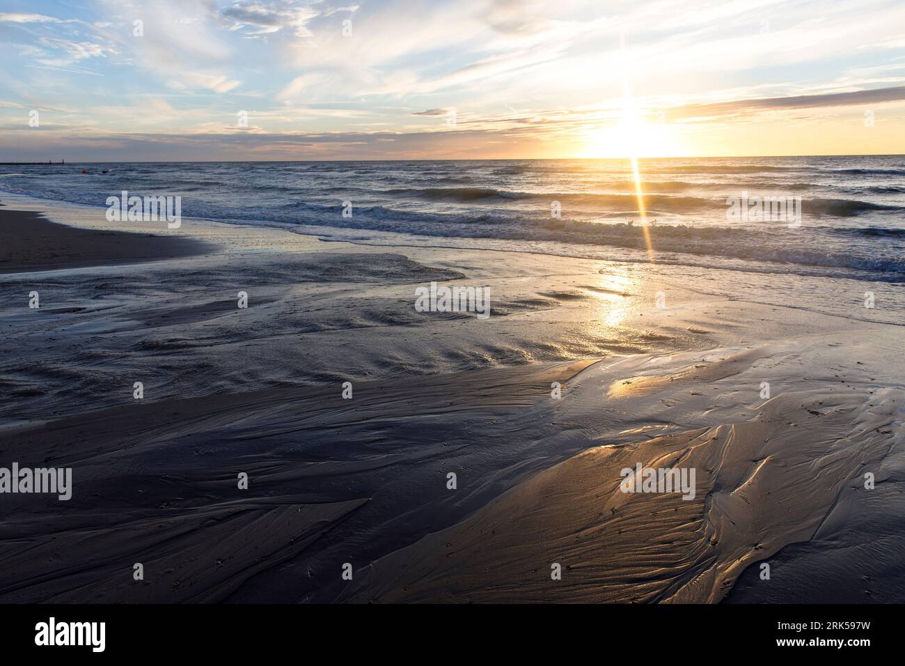 a tidal flat channel at the beach in Oostkapelle on the peninsula ...
