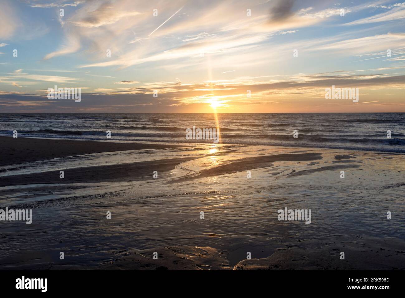 a tidal flat channel at the beach in Oostkapelle on the peninsula ...