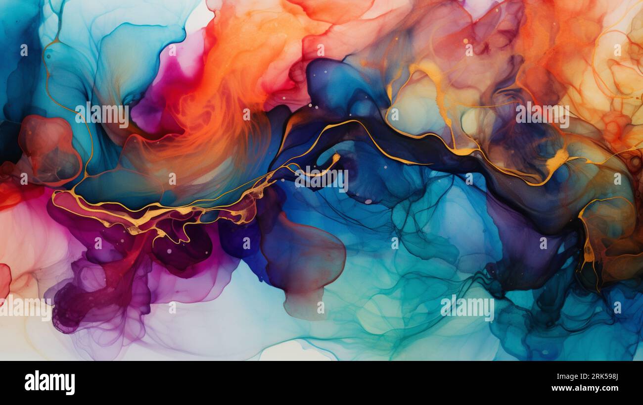 An abstract painting featuring a vibrant wave of color, creating an eye ...