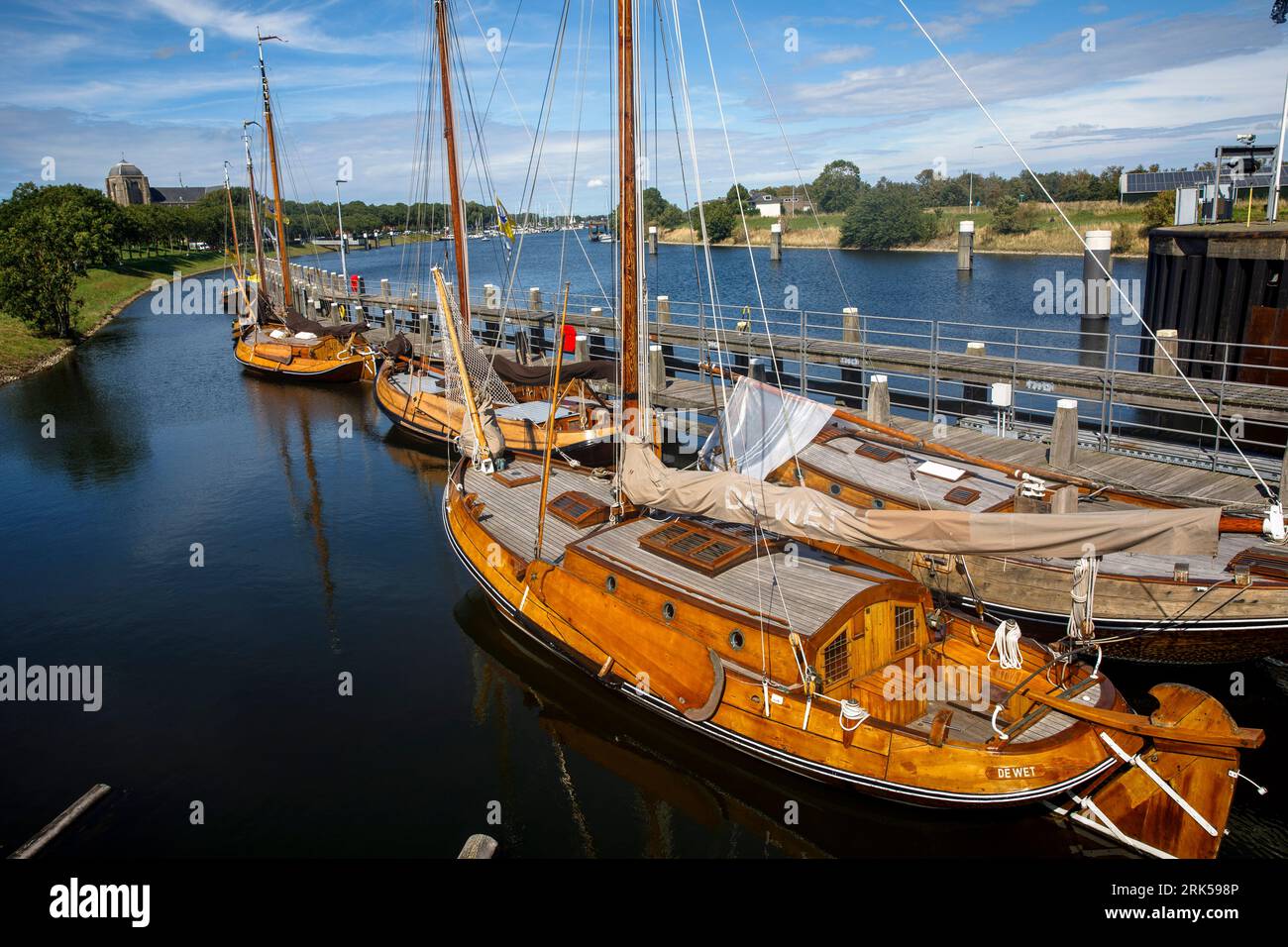 the village of Veere on Walcheren, historic wooden flat-bottomed ships ...
