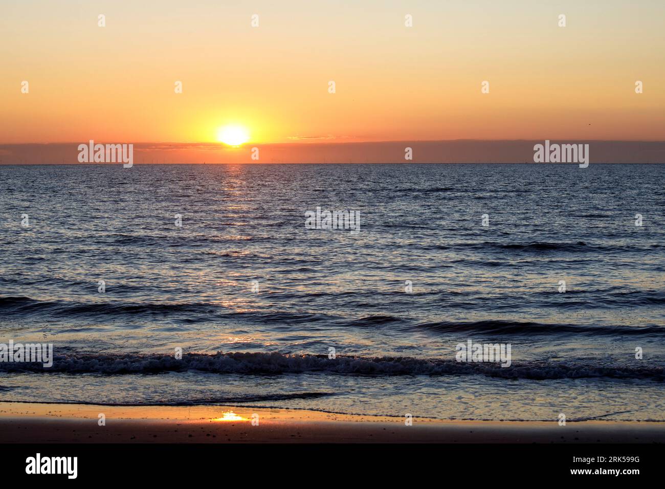 sunset at the beach in Oostkapelle on the peninsula Walcheren, Zeeland ...