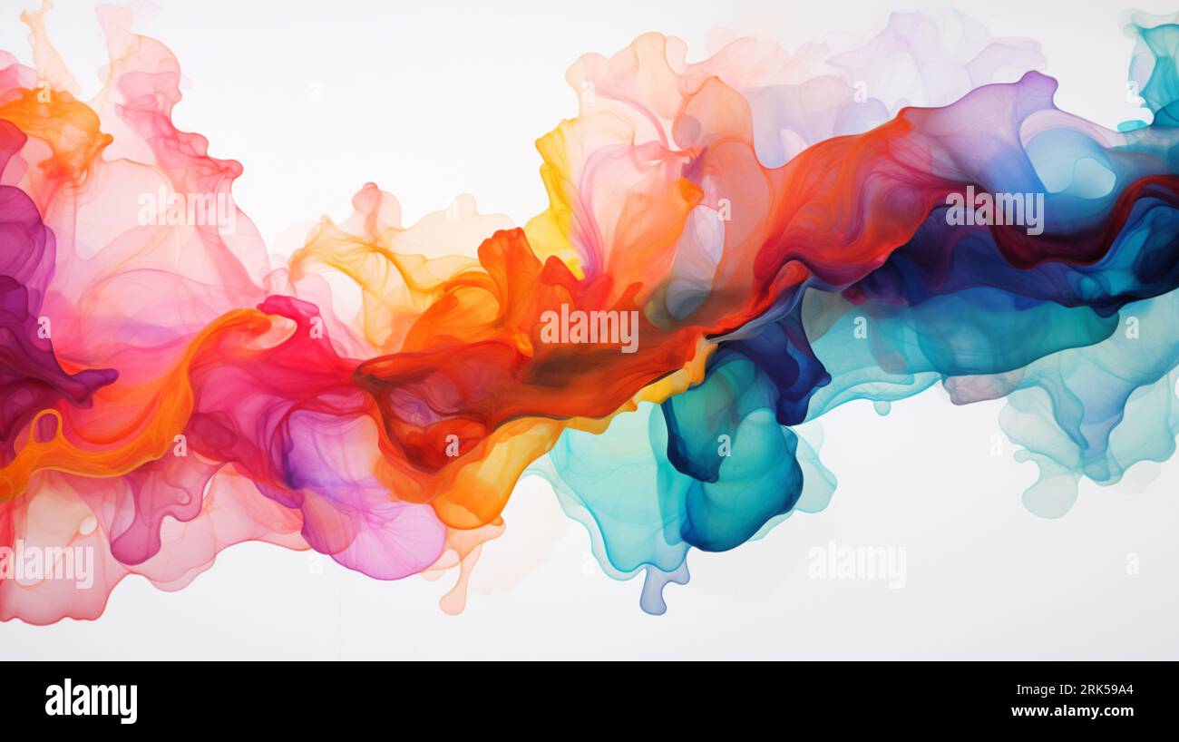 This image features an abstract painting with a vibrant color palette ...