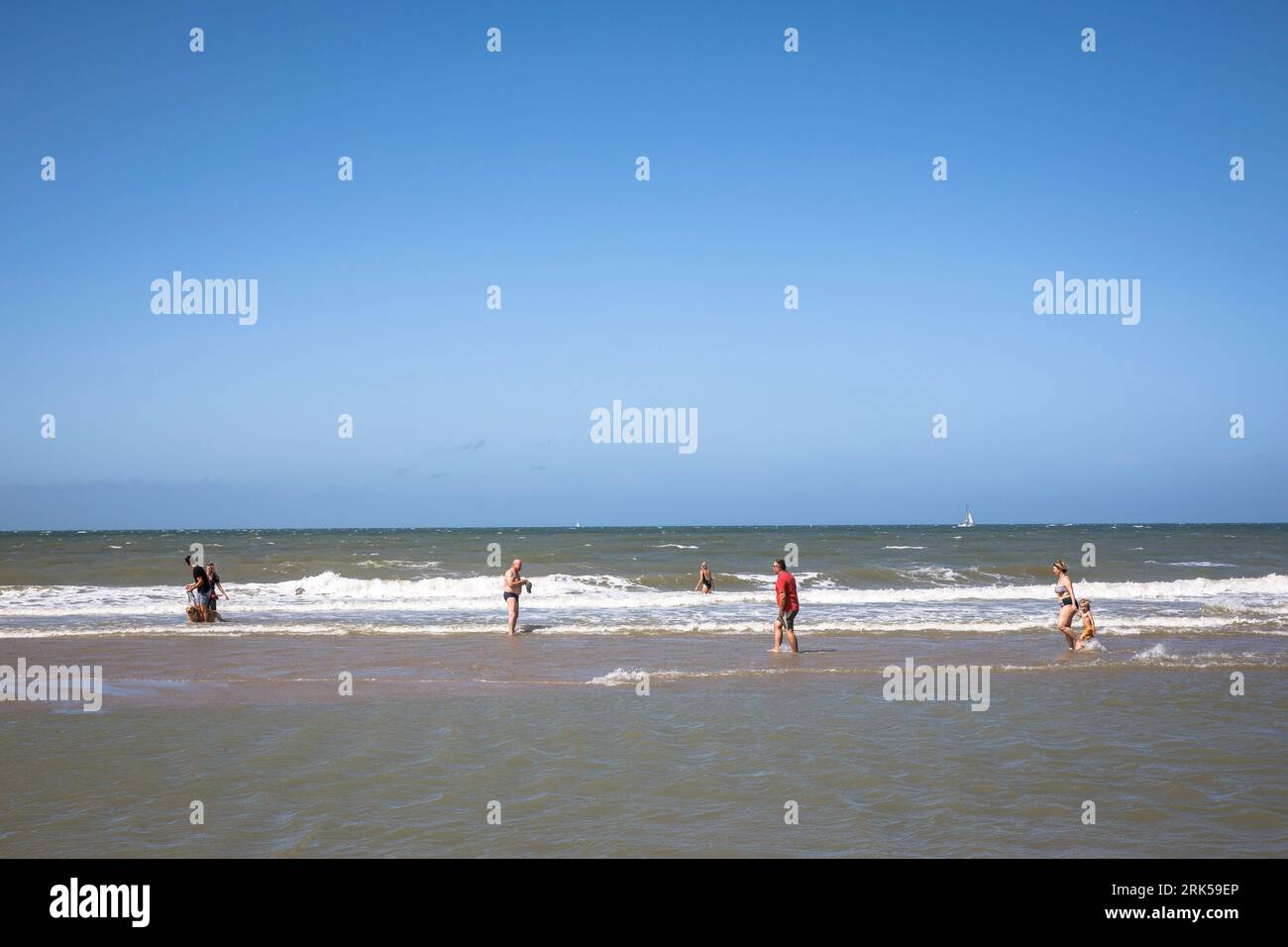 people on the beach in Oostkapelle on the peninsula Walcheren, Zeeland ...
