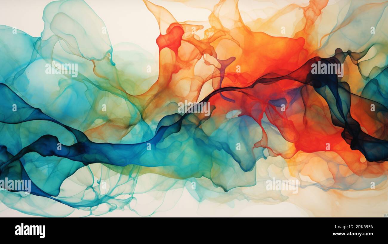 This stunning abstract painting features a vibrant and dynamic ...