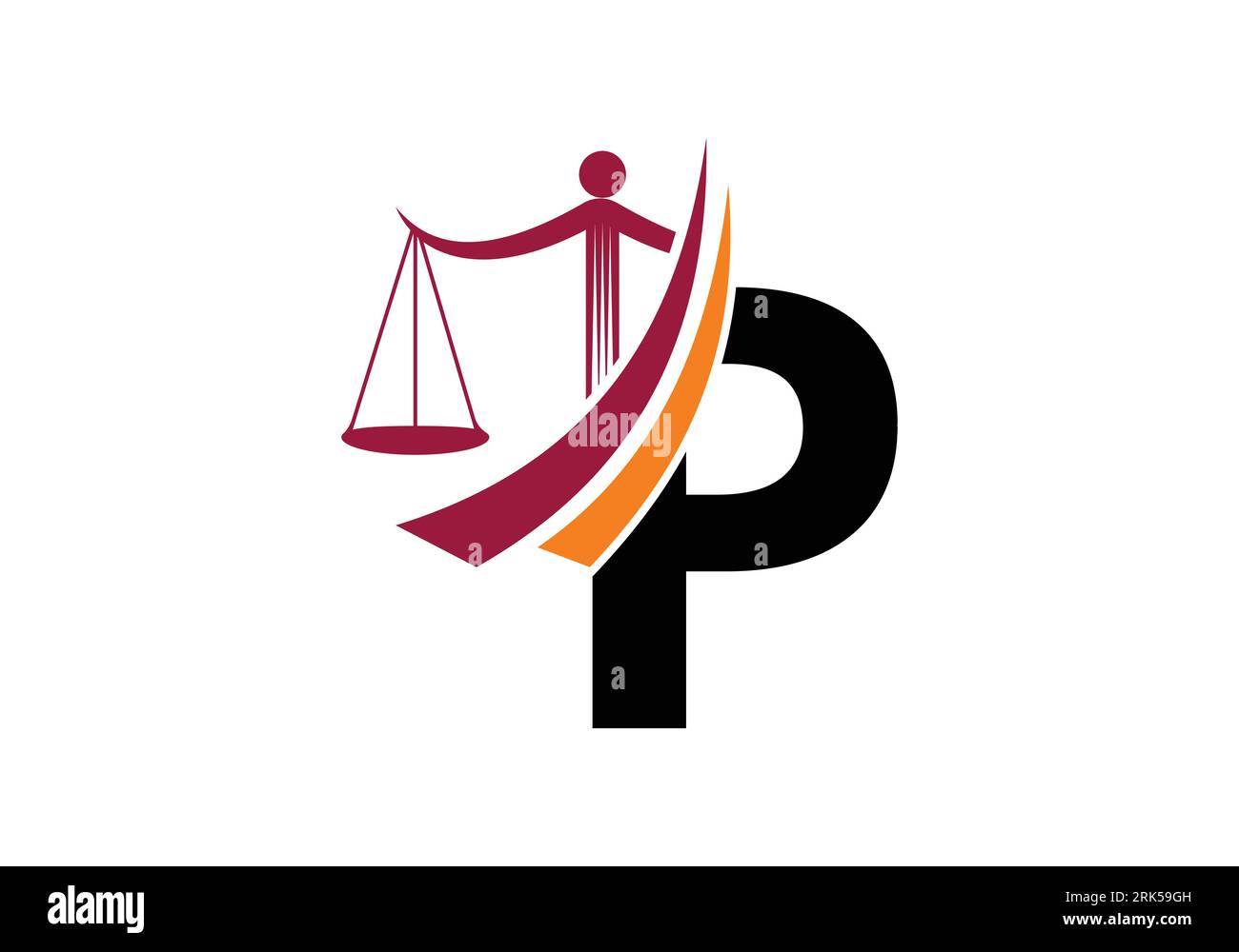 Initial P monogram alphabet with law scale sign symbol. Lawyer And ...