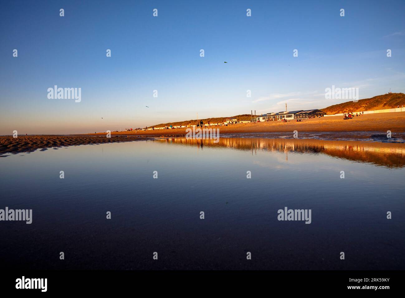 a tidal flat channel at the beach in Oostkapelle on the peninsula ...