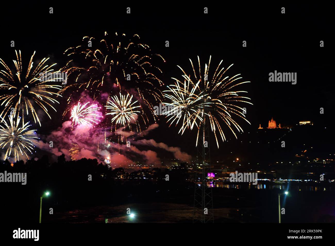 Viana do Castelo, Portugal - August 20, 2023: Fireworks lit the sky in ...